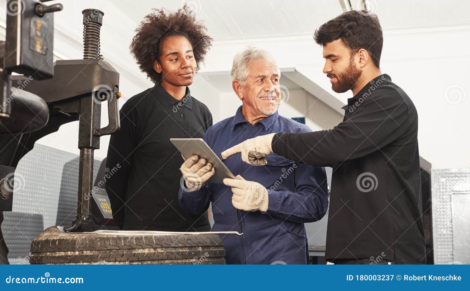 Car Mechanic in Training with Tablet Computer Stock Image - Image of ...
