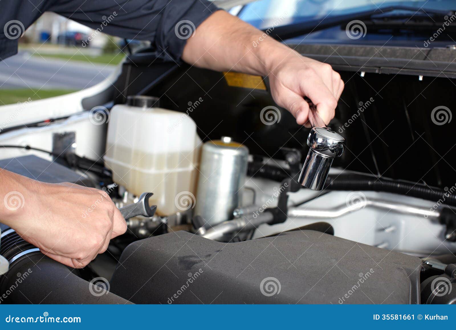 Car Mechanic Working in Auto Repair Service. Stock Image - Image of ...