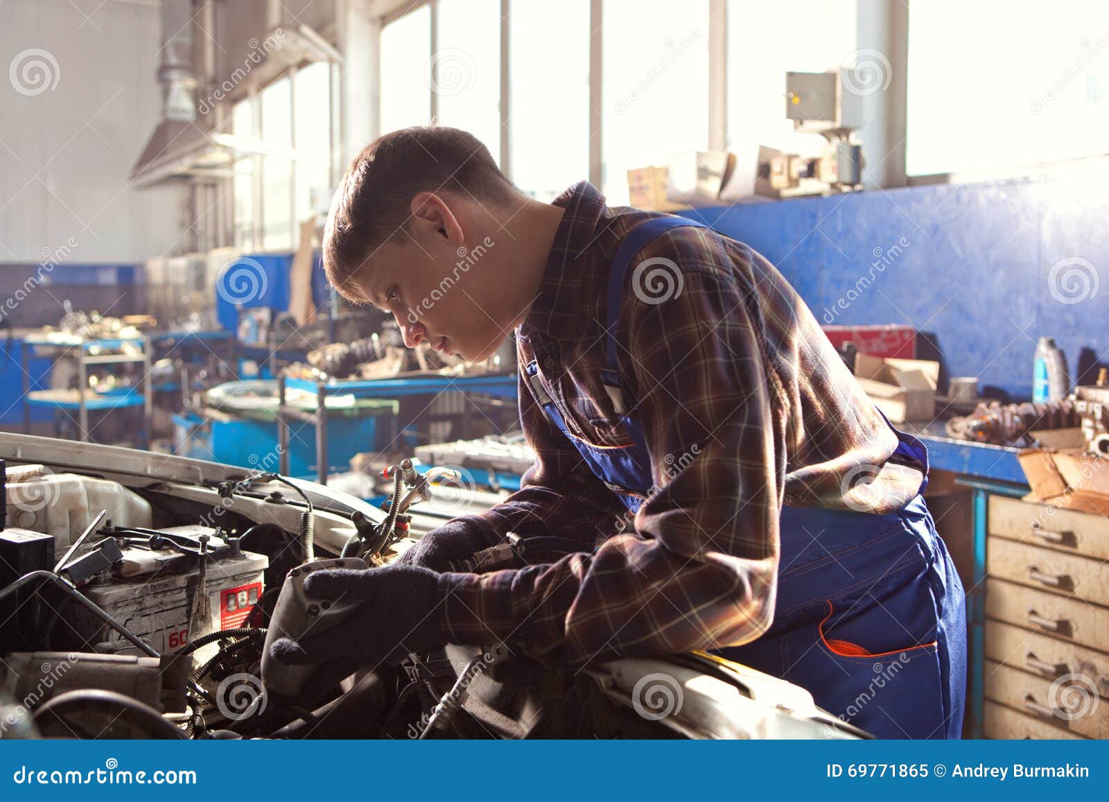Car Mechanic Working in Auto Repair Service Stock Image - Image of ...