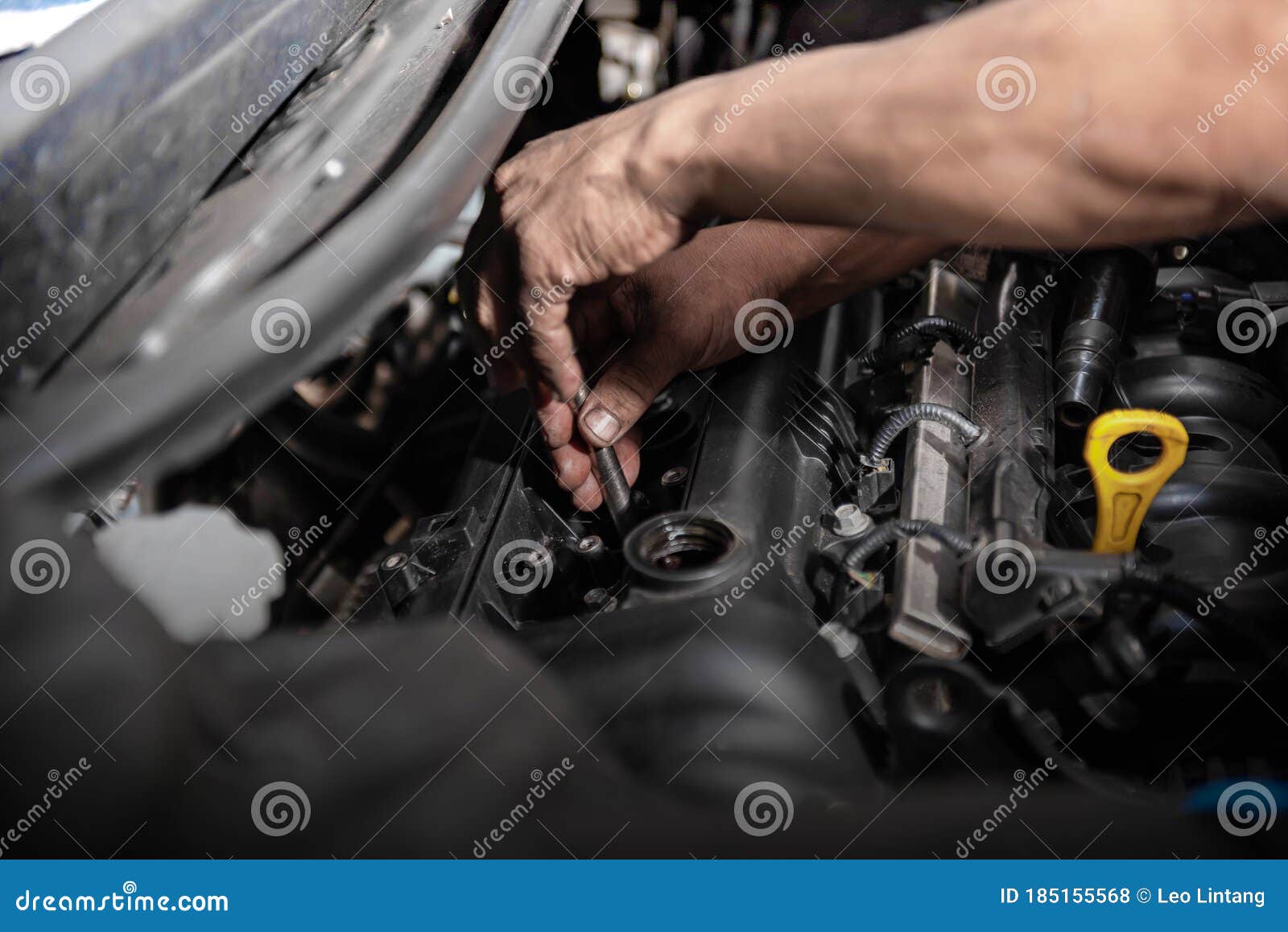 Car Mechanic Working on Engine Repair Stock Photo - Image of repair ...