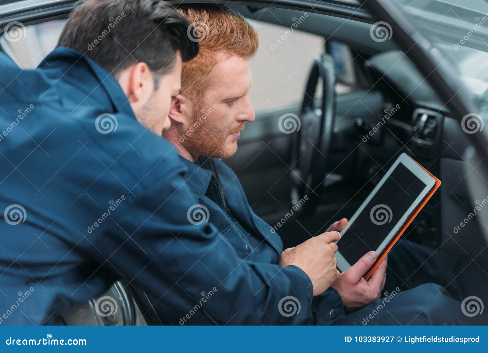 Car Mechanics Using Digital Tablet Stock Image - Image of tools, tense ...