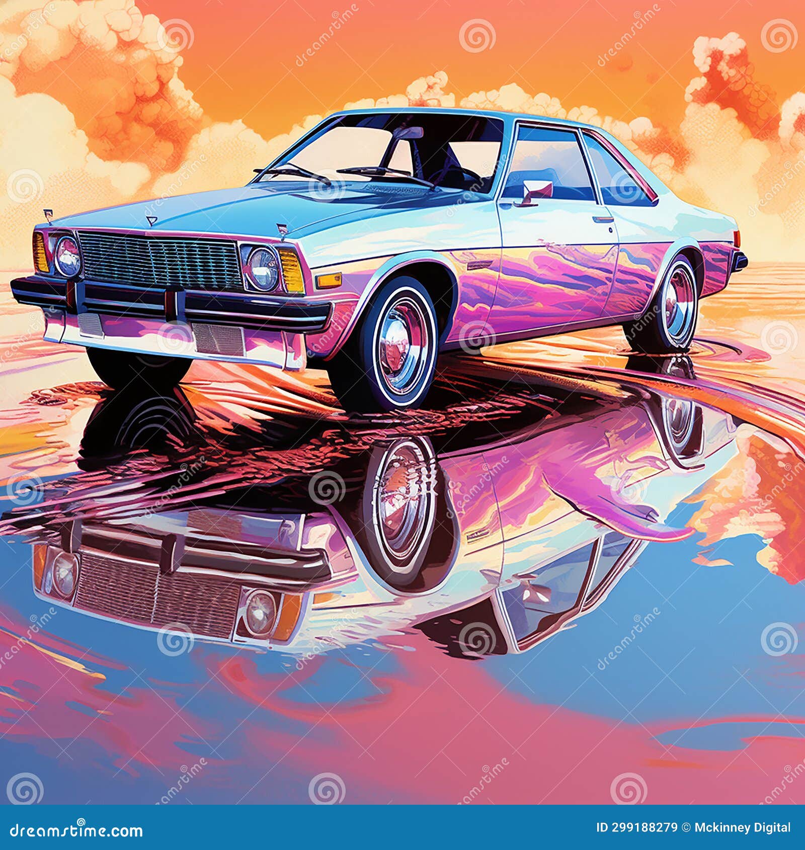 Car with Metallic, Melting, Surrealistic Look. Stock Image - Image of ...