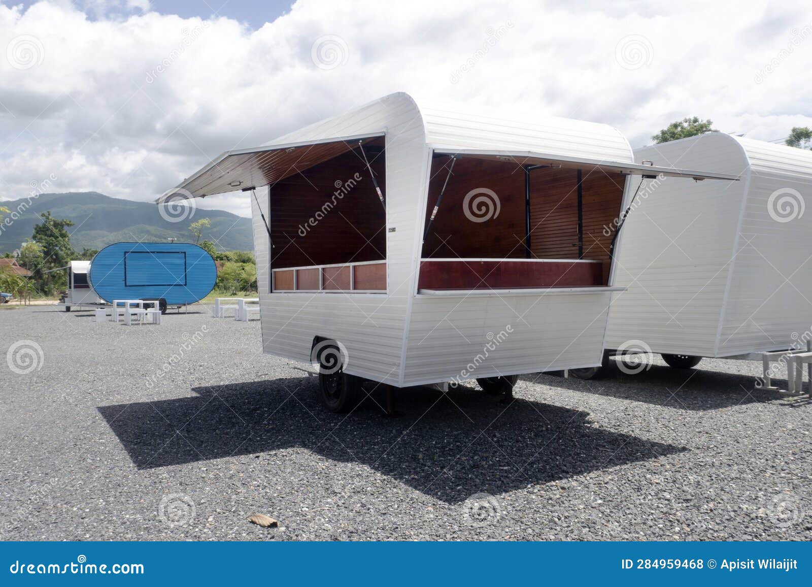Car Mobile Vending Machines in Public Park. Stock Photo - Image of ...