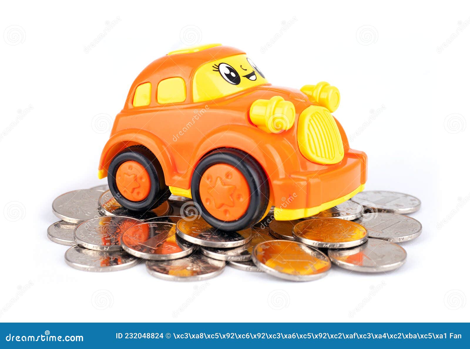 Car Model on Coins on White Stock Photo - Image of estate, clear: 232048824