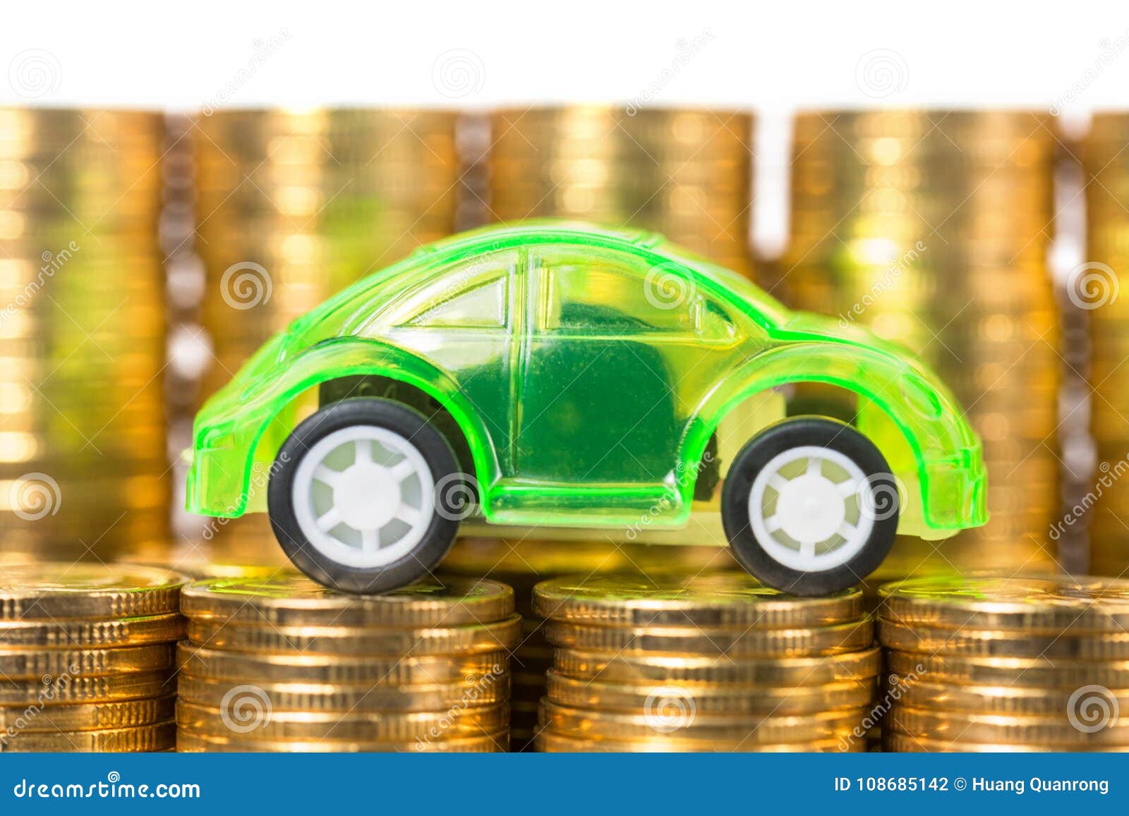 Car model with gold coins stock photo. Image of insurance - 108685142