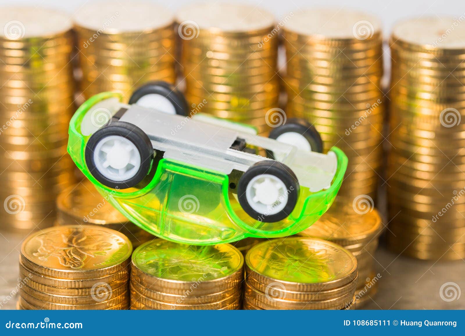 Car model with gold coins stock image. Image of loans - 108685111