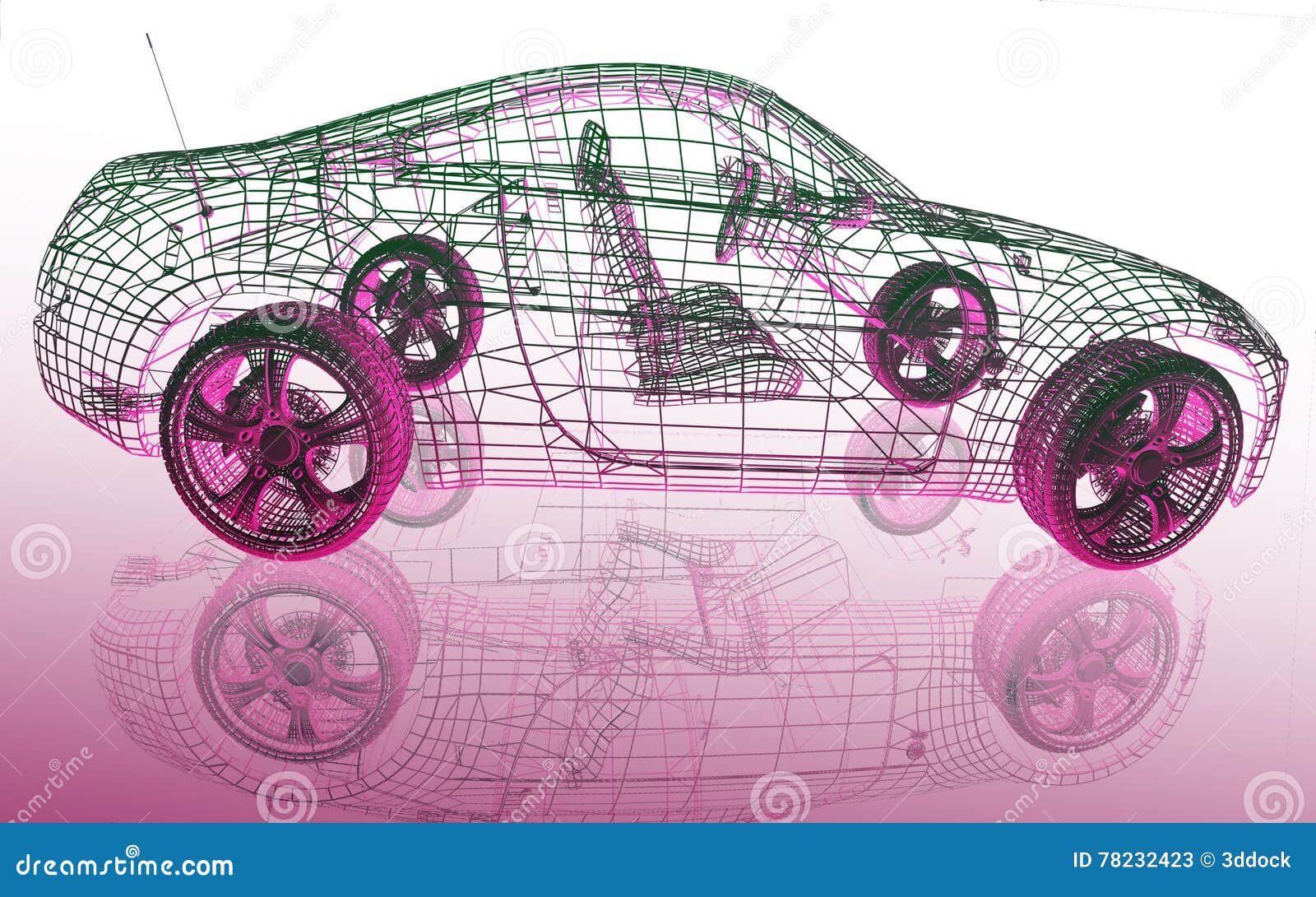 Car model with reflection stock illustration. Illustration of headlight ...