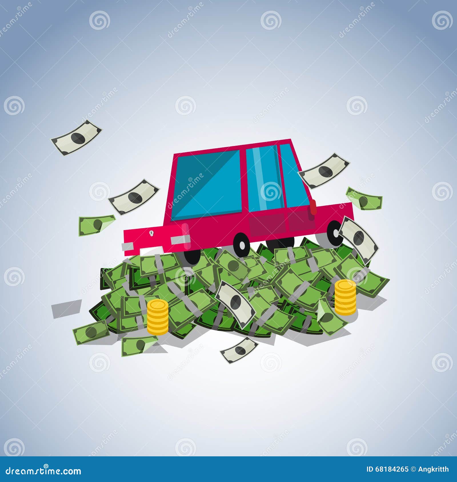 Car on Money Stack, Debt Concept - Stock Illustration - Illustration of ...