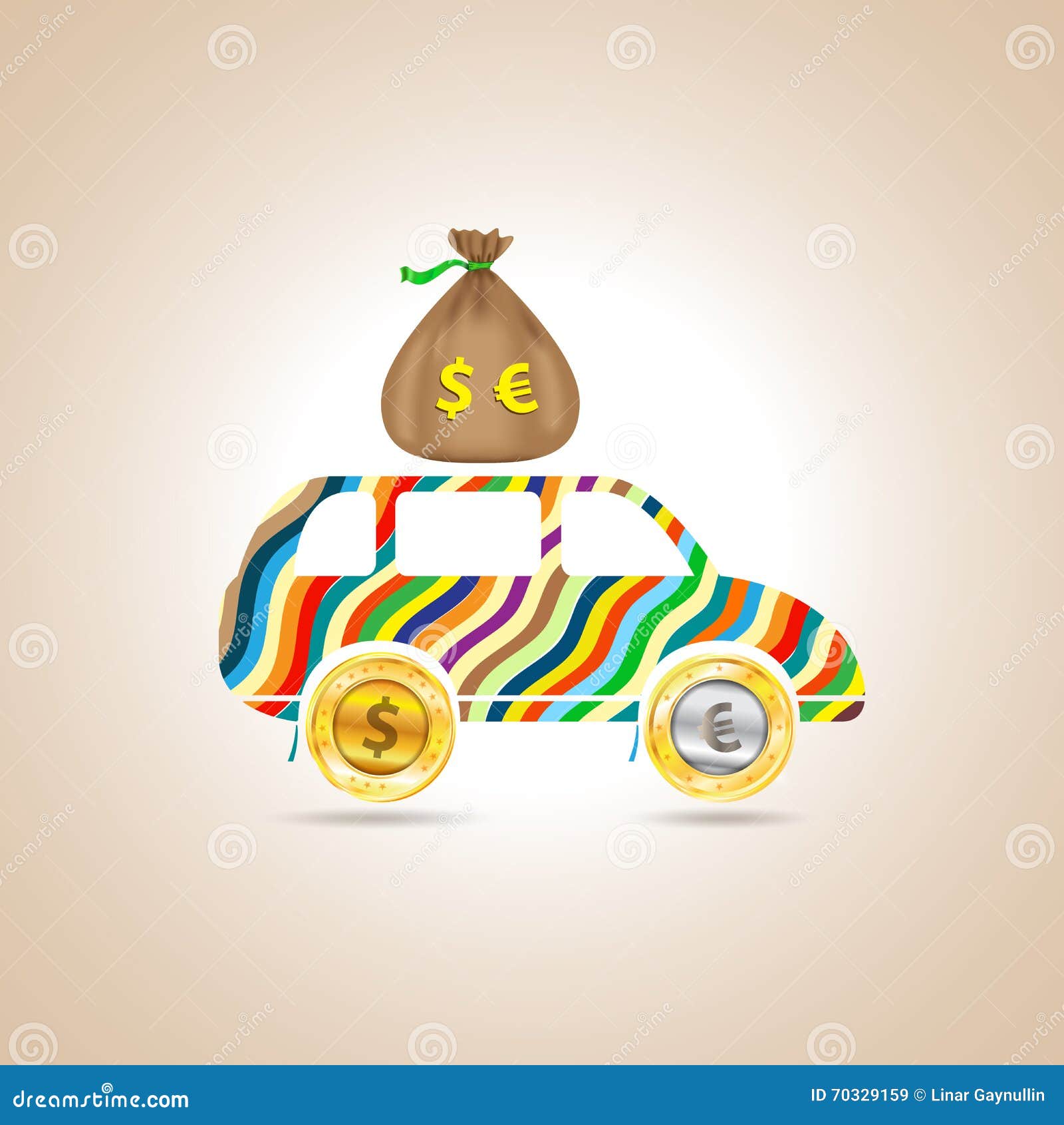 Car with Money. Vector Illustration Stock Illustration - Illustration ...