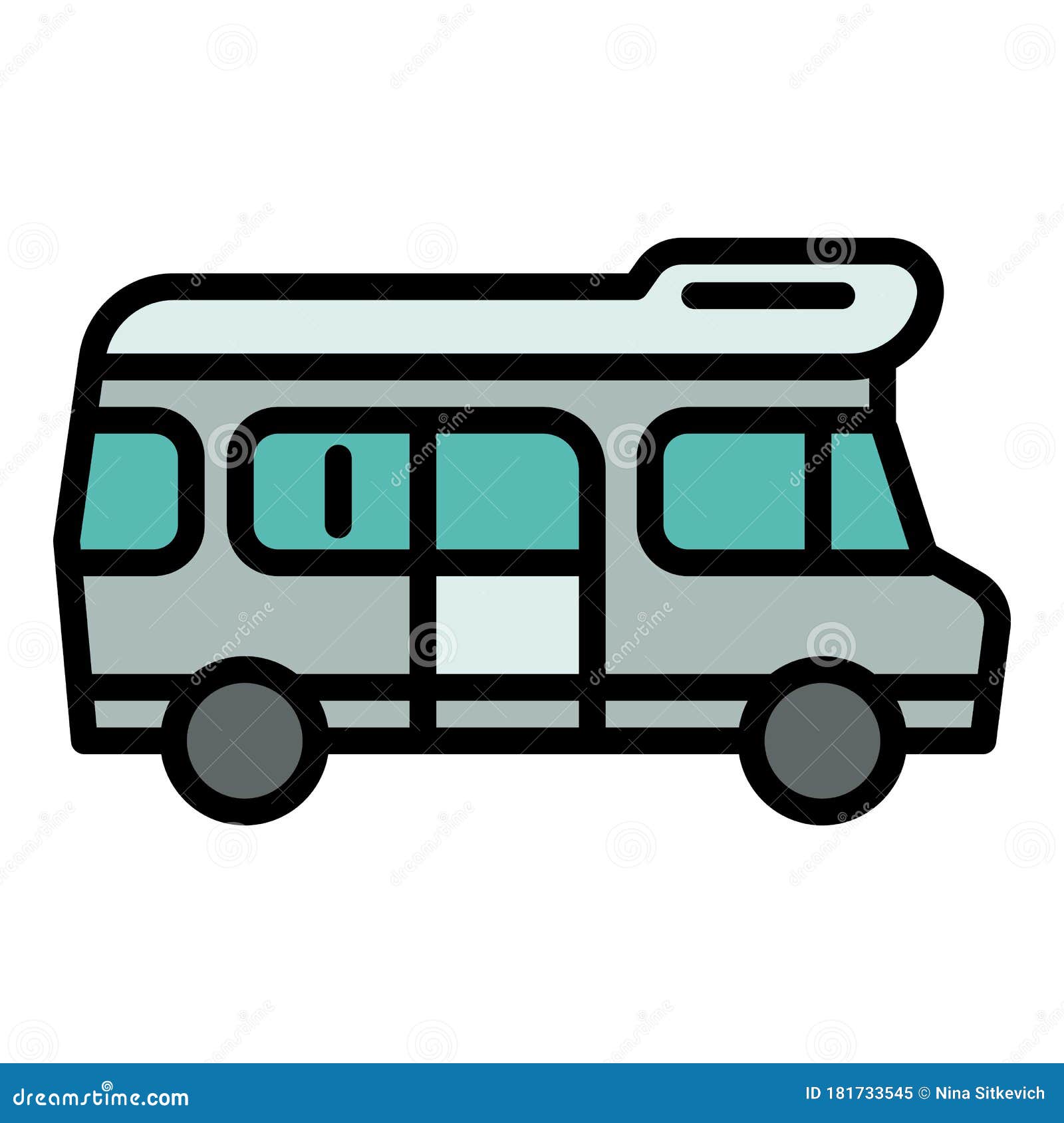 Motorhome Icon. Black Line Web Sign. Flat Style Vector Illustration ...