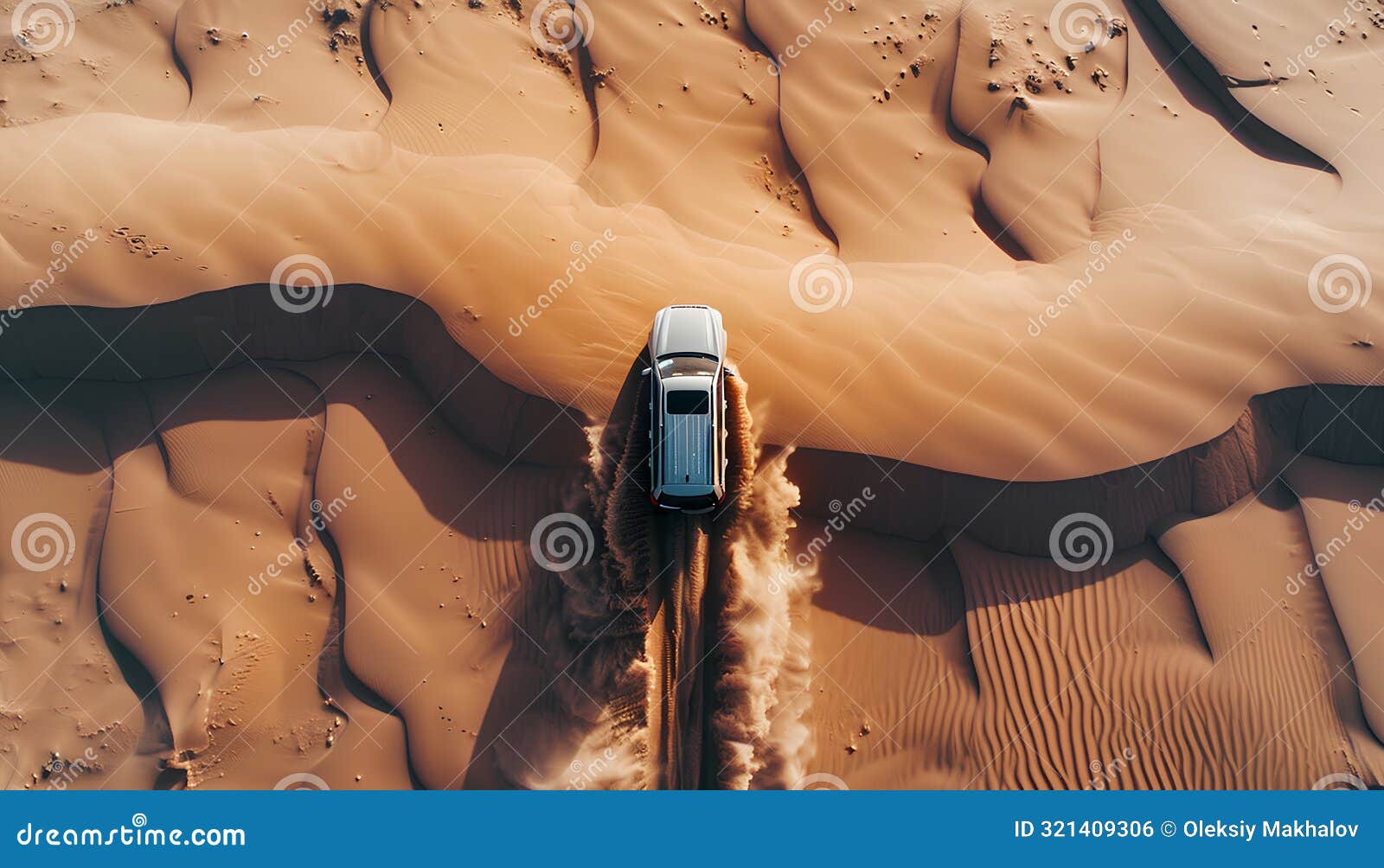 Car Moves Along an Asphalt Road in the Desert Top View Stock ...