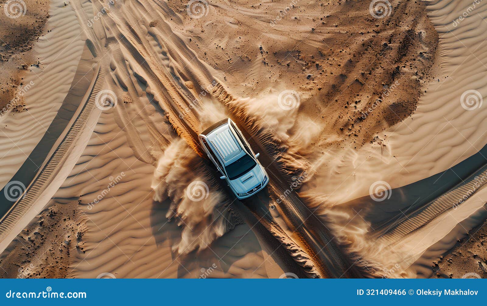 Car Moves Along an Asphalt Road in the Desert Top View Stock ...
