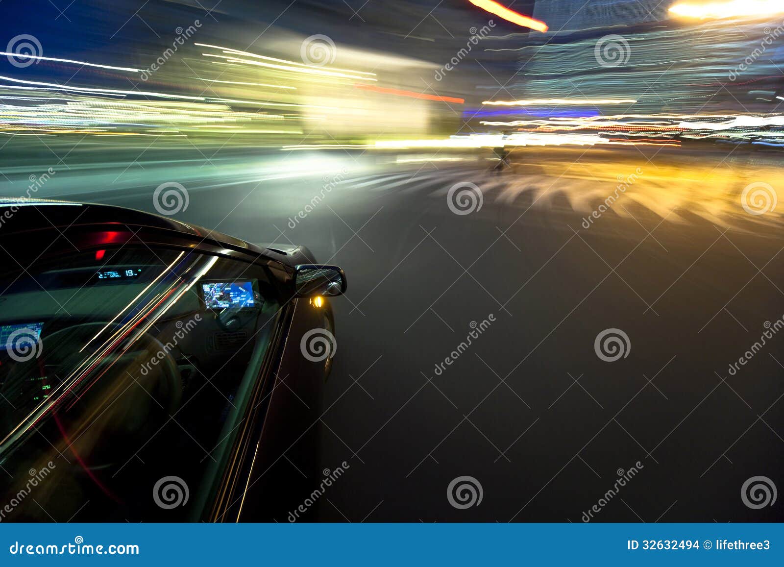 The Car Moves at Great Speed at the Night. Stock Photo - Image of dash ...