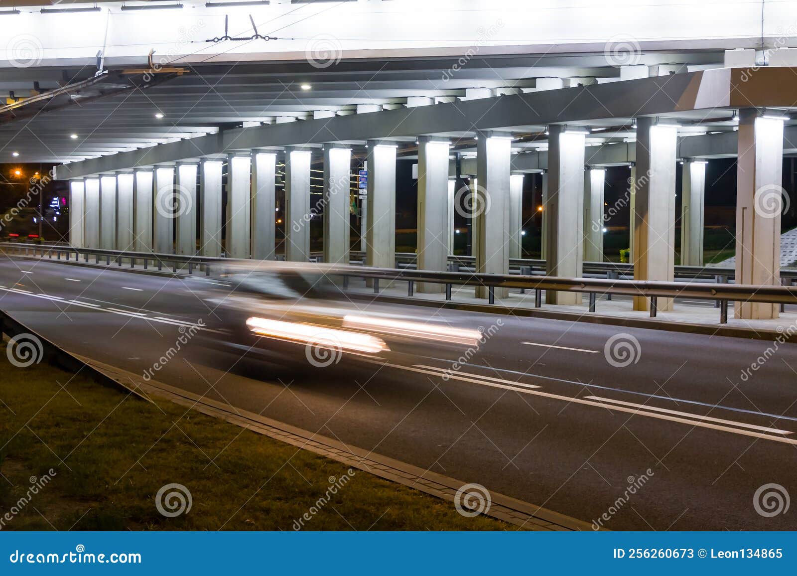 The Car Moves Under the Overpass Stock Image - Image of abstract ...