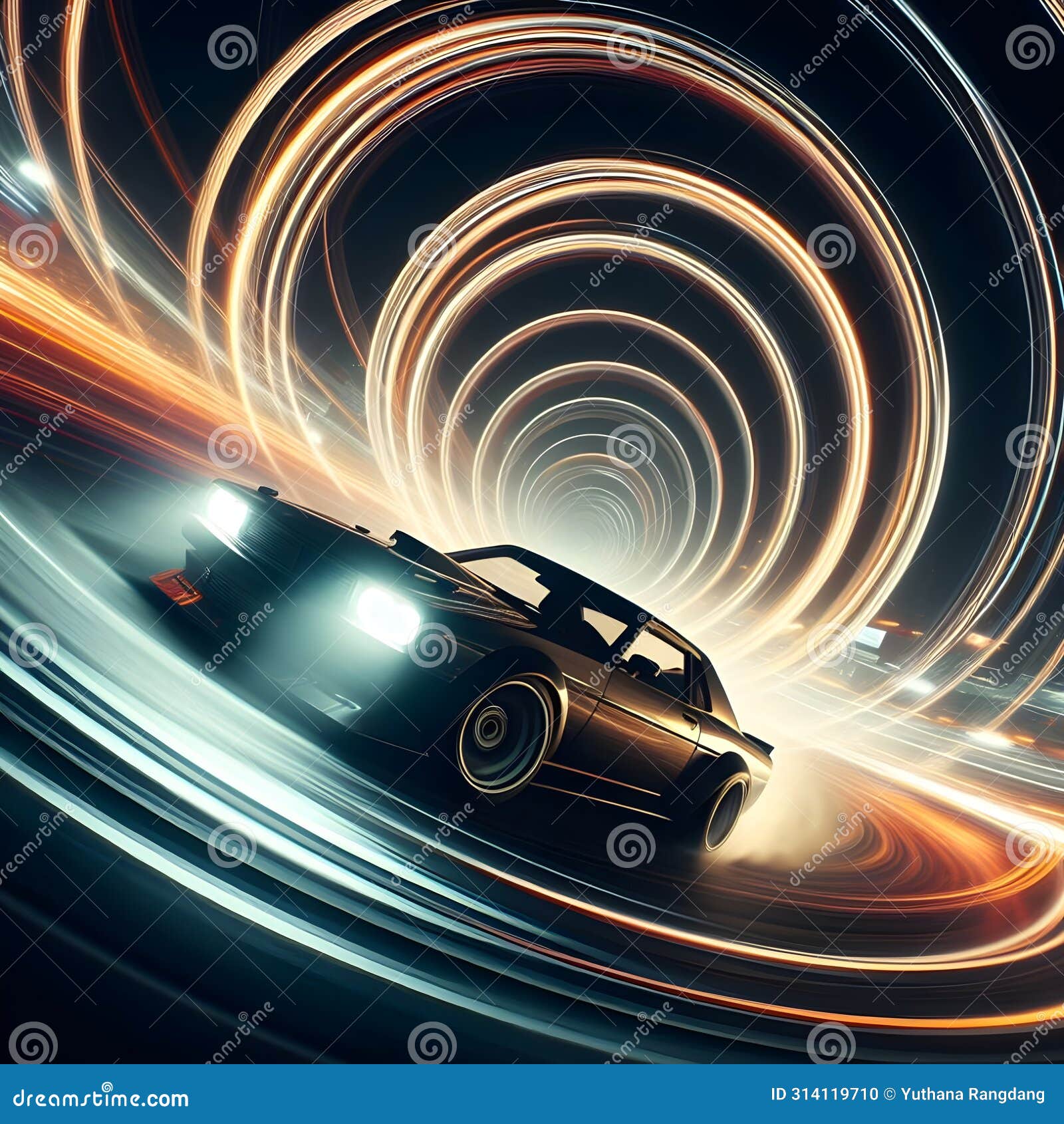 A Car Moving in Circles with a Blur Effect Emphasizes Its Circular ...