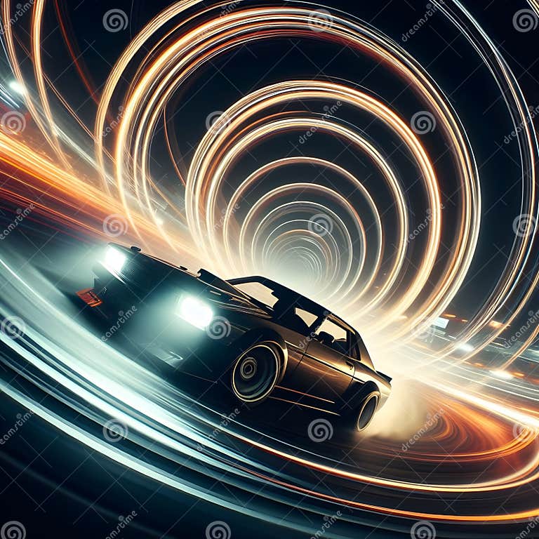 A Car Moving in Circles with a Blur Effect Emphasizes Its Circular ...