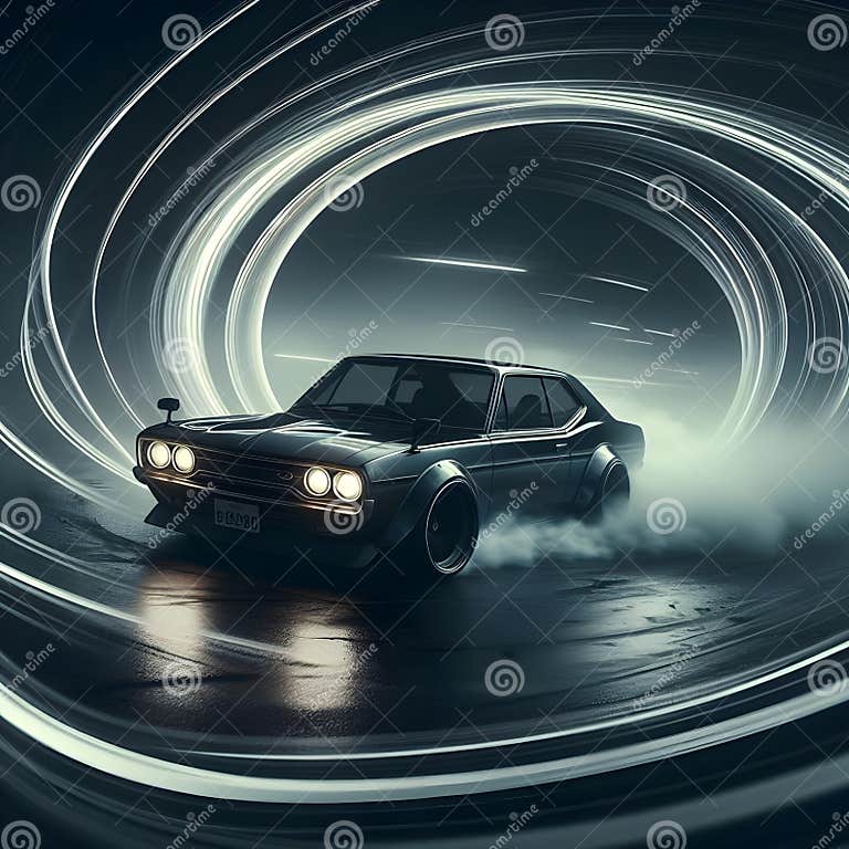 A Car Moving in Circles with a Blur Effect Emphasizes Its Circular ...