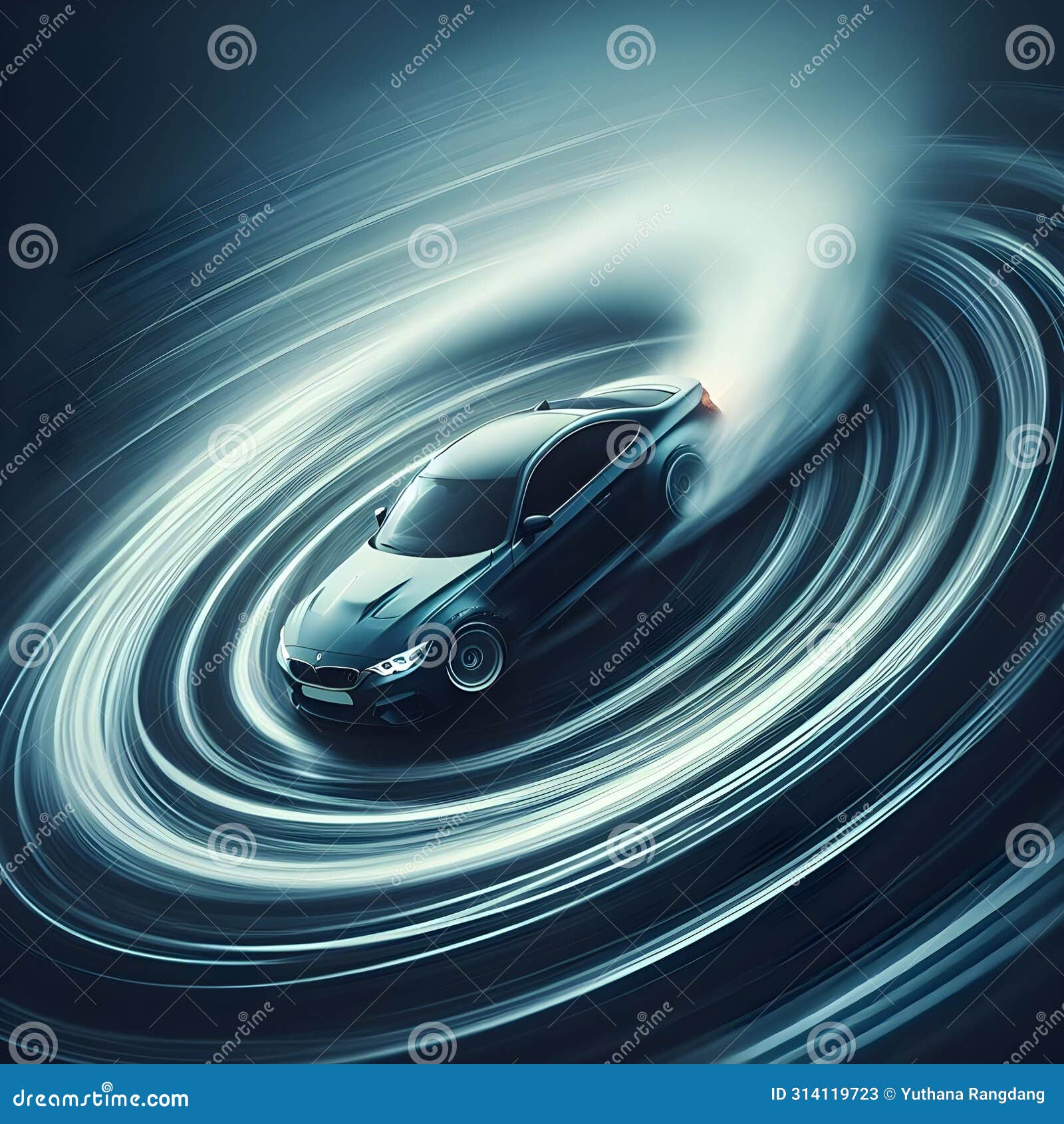 A Car Moving in Circles with a Blur Effect Emphasizes Its Circular ...