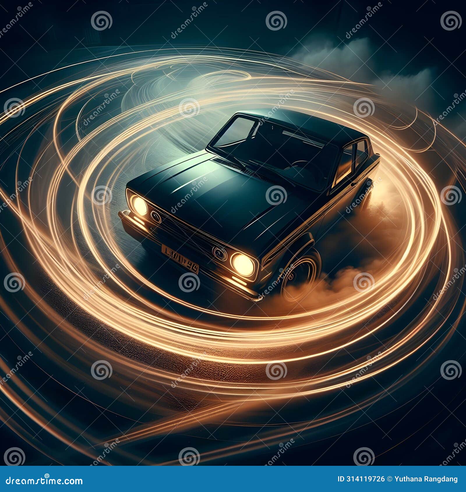 A Car Moving in Circles with a Blur Effect Emphasizes Its Circular ...