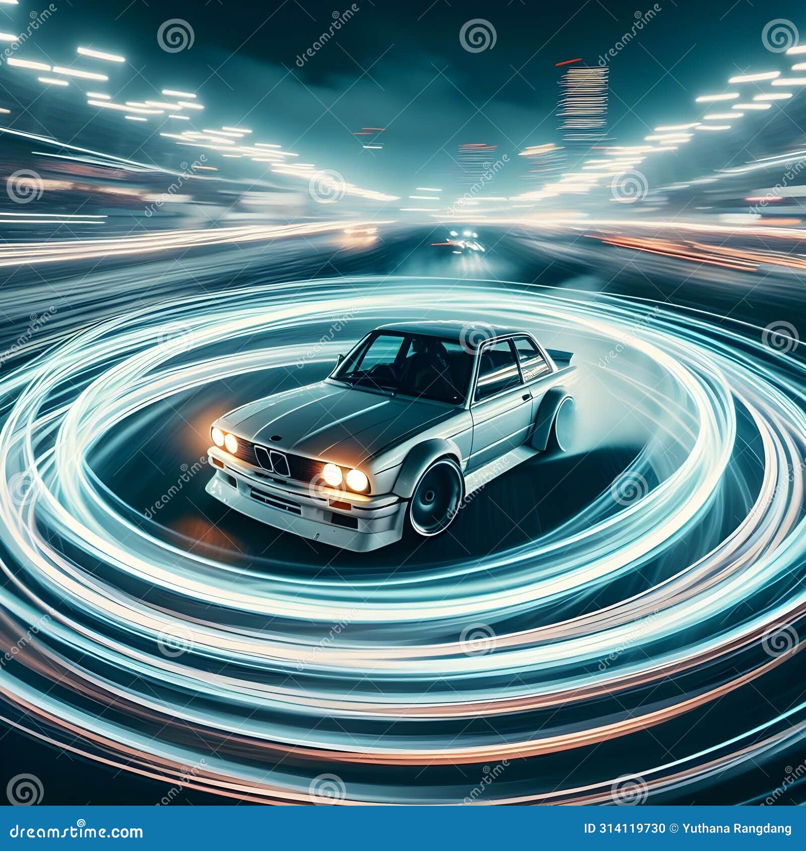 A Car Moving in Circles with a Blur Effect Emphasizes Its Circular ...