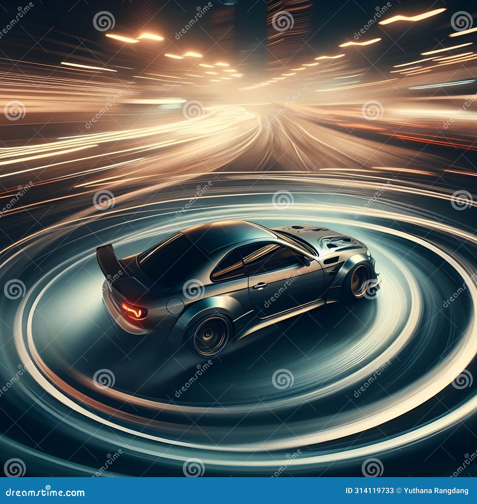 A Car Moving in Circles with a Blur Effect Emphasizes Its Circular ...
