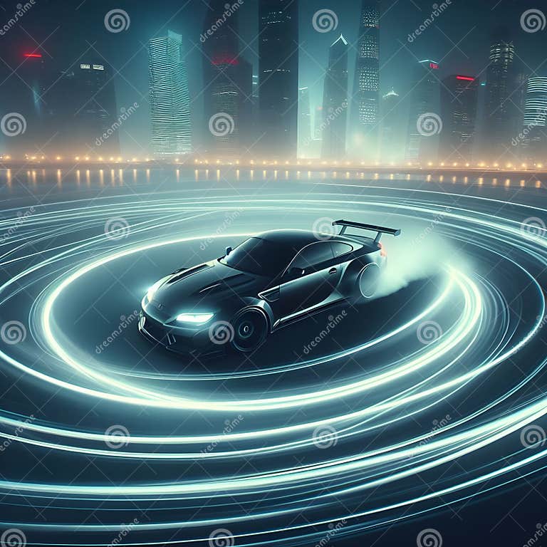 A Car Moving in Circles with a Blur Effect Emphasizes Its Circular ...