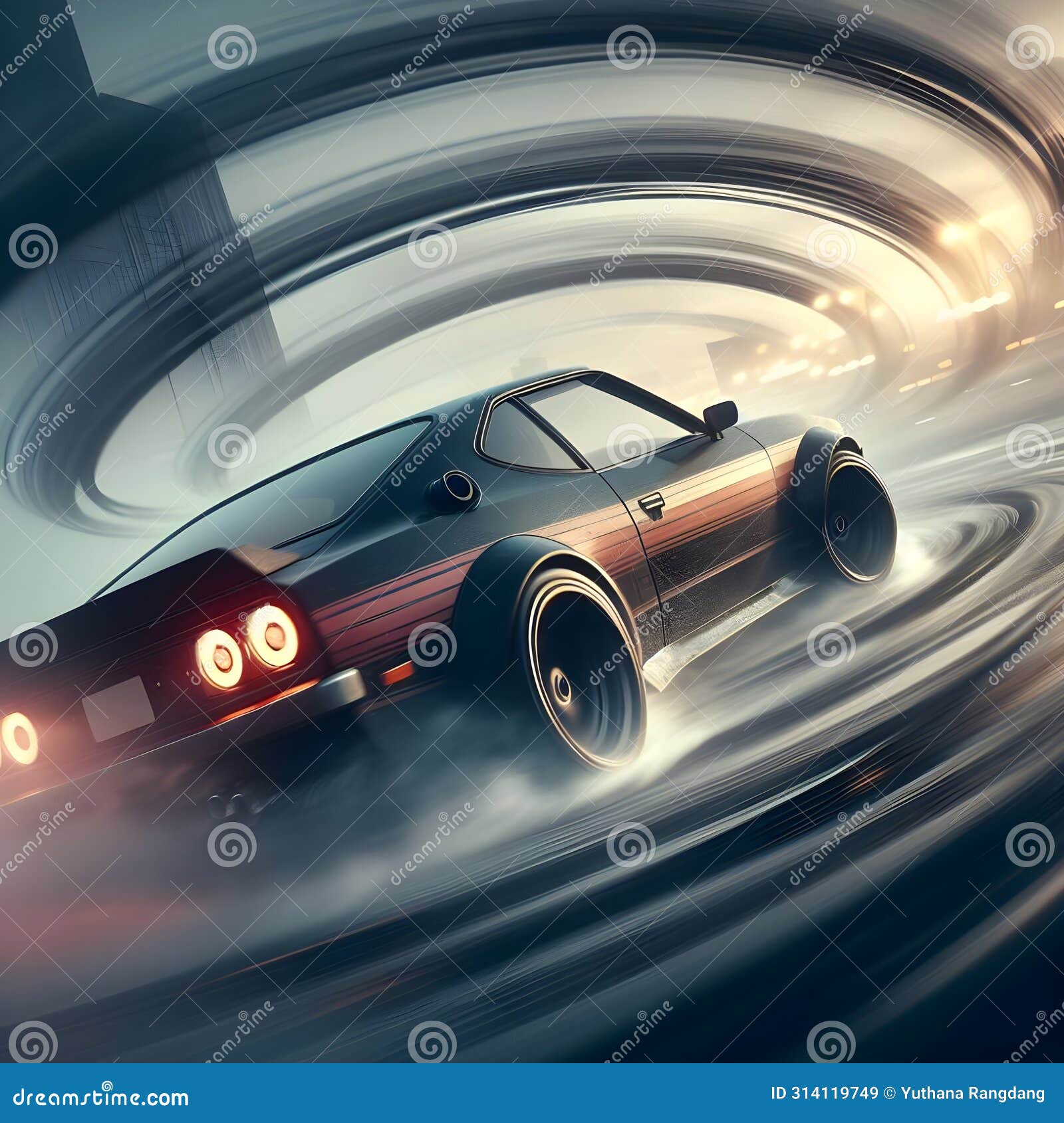 A Car Moving in Circles with a Blur Effect Emphasizes Its Circular ...