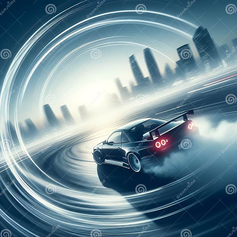 A Car Moving in Circles with a Blur Effect Emphasizes Its Circular ...