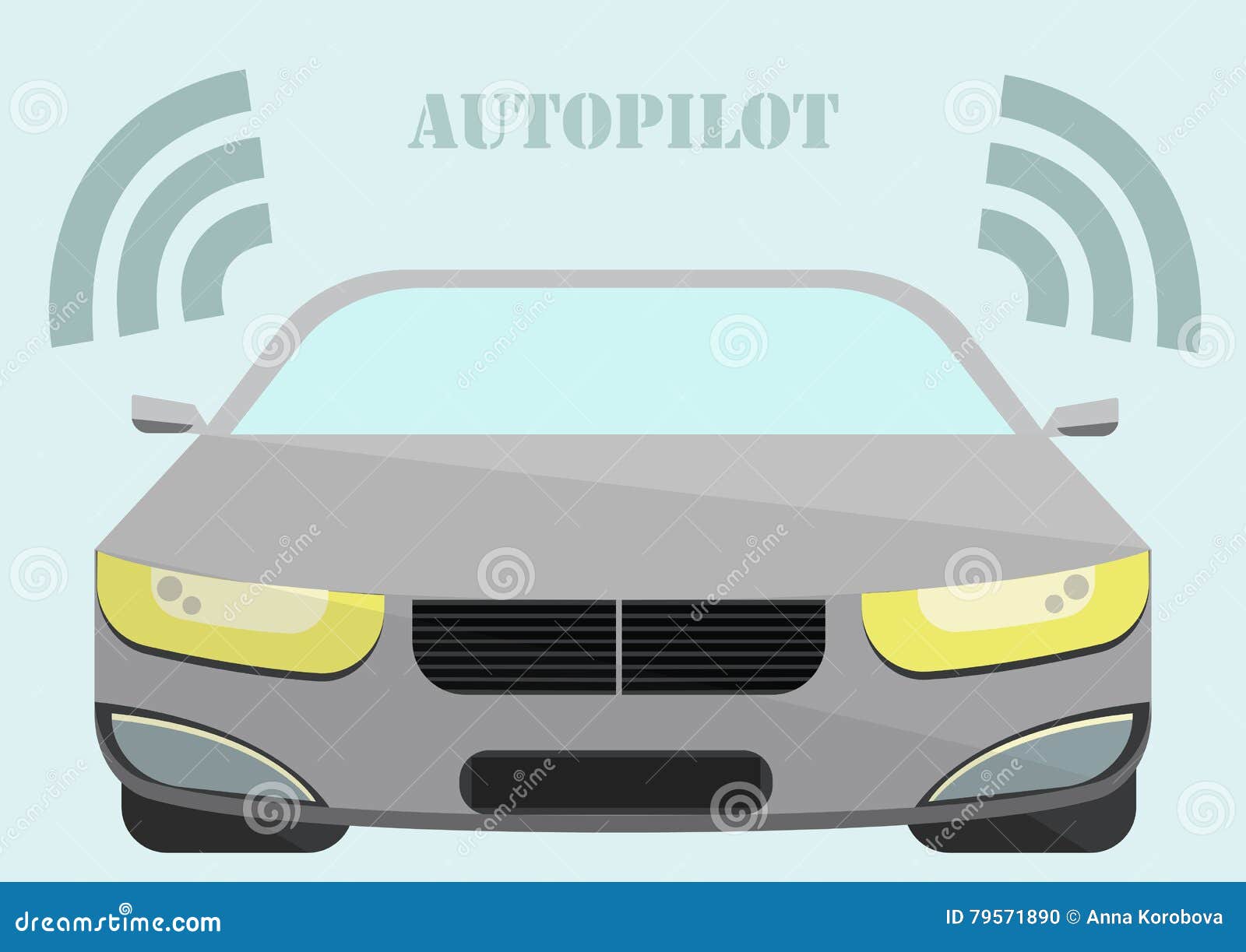 Car Moving Without A Driver With Text Autopilot Vector Illustration ...