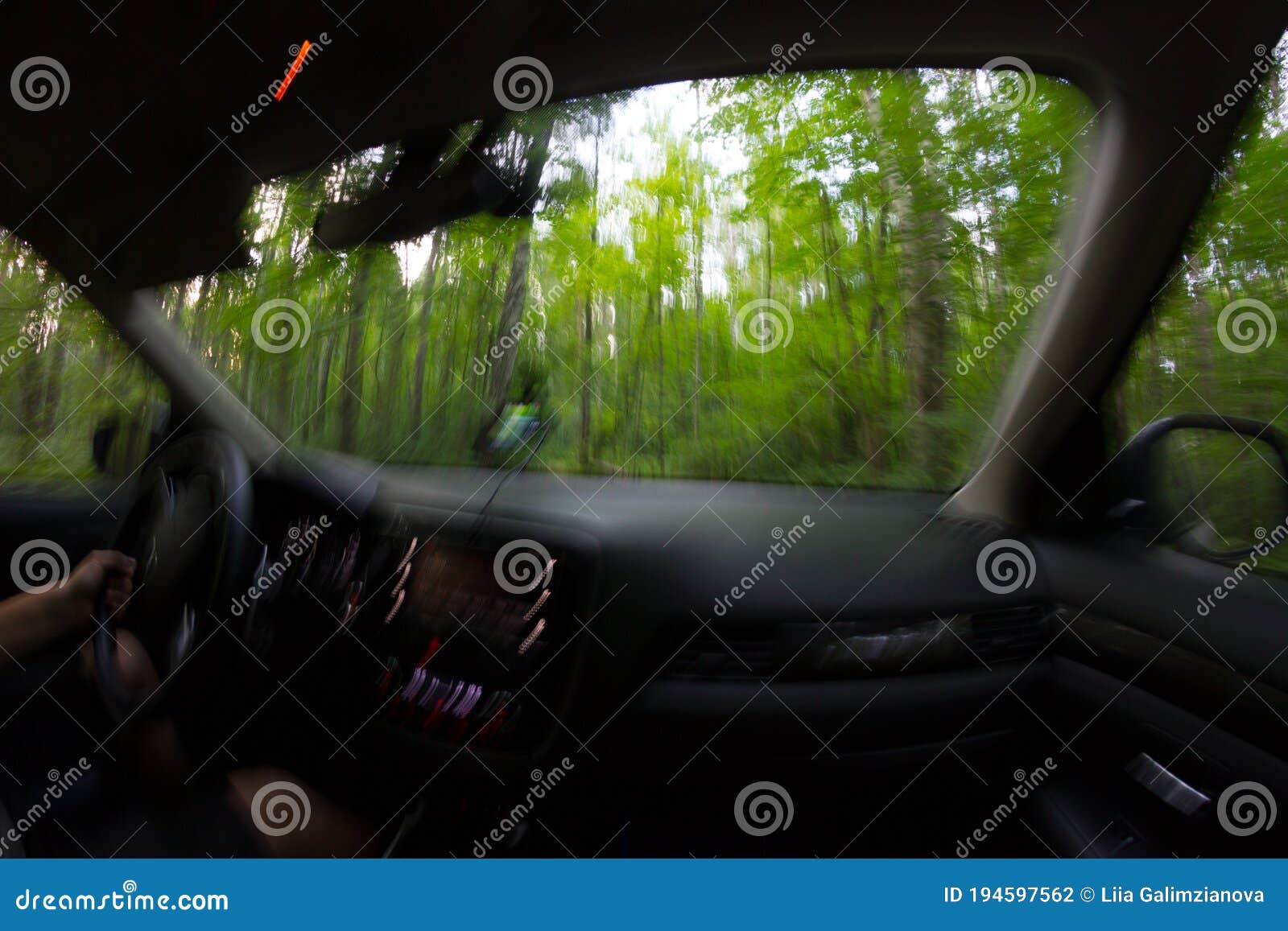 Car Moving with High Speed through Forest Stock Photo - Image of ...