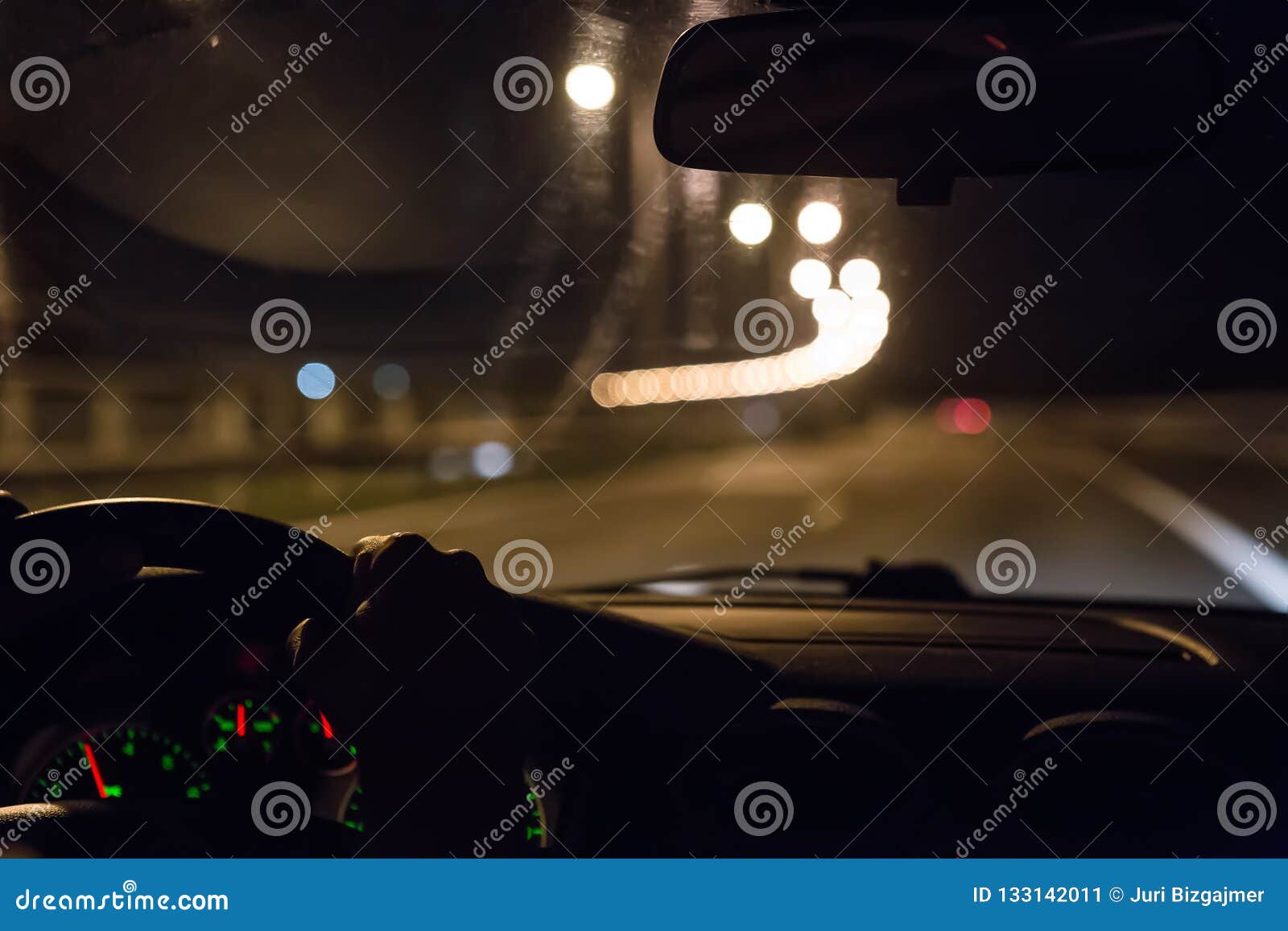 Car Moving on Highway at Night Stock Image - Image of illuminated ...