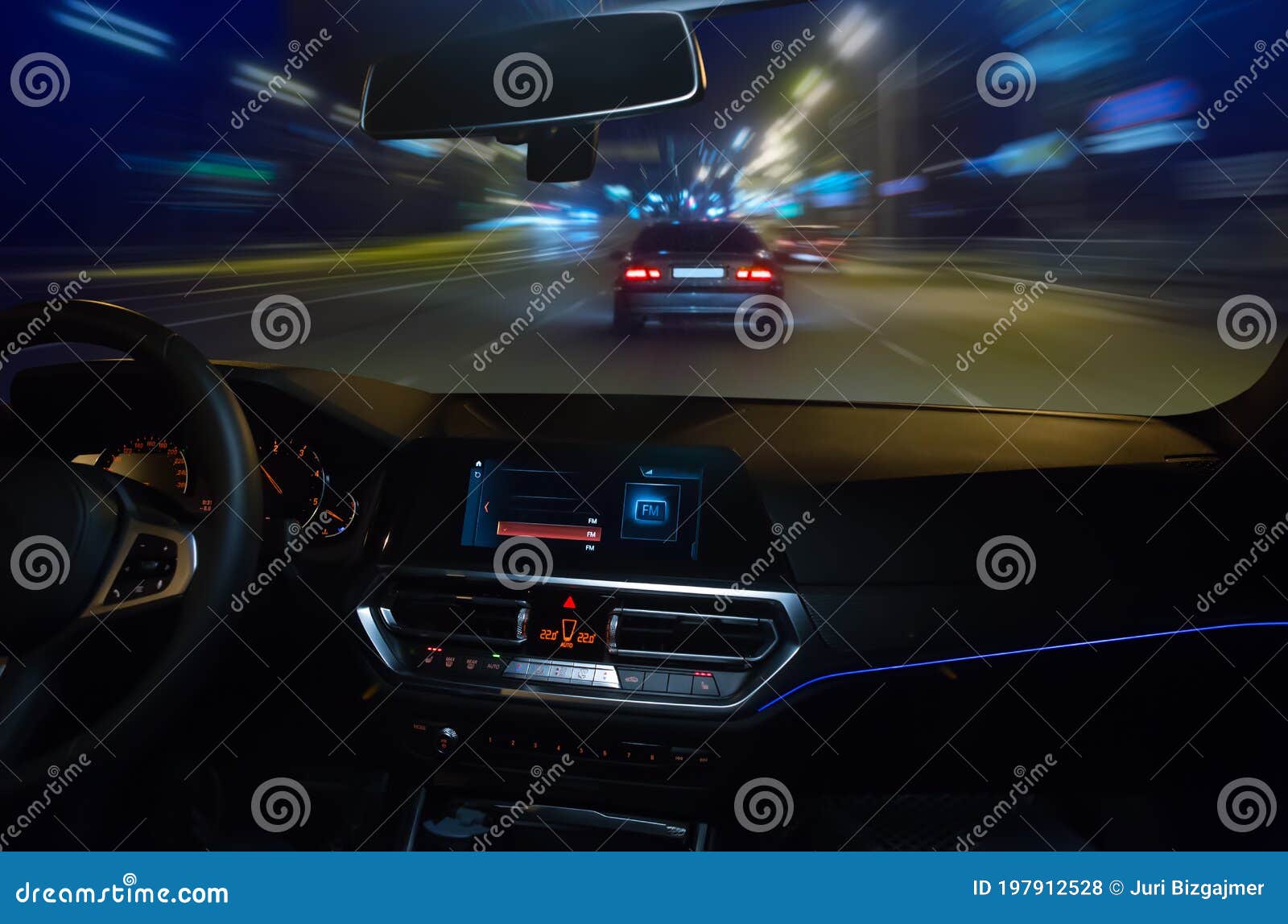 Car Moving on Highway at Night Stock Photo - Image of lane, transport ...