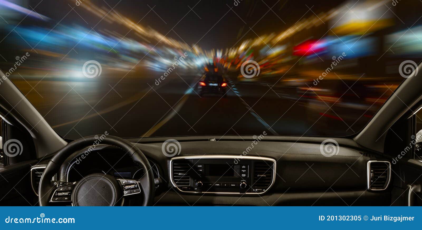 Car Moving on Highway at Night Stock Image - Image of road, driver ...