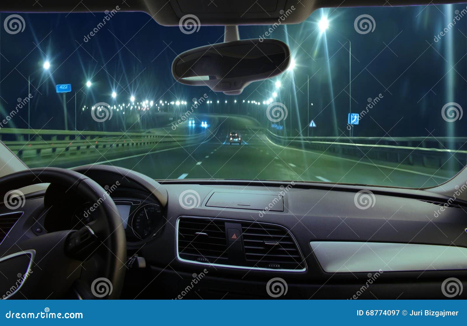 Car Moving on Highway at Night Stock Image - Image of highway, hobbies ...