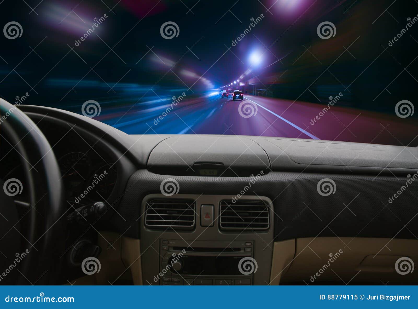 Car Moving on Highway at Night Stock Image - Image of moving, dusk ...