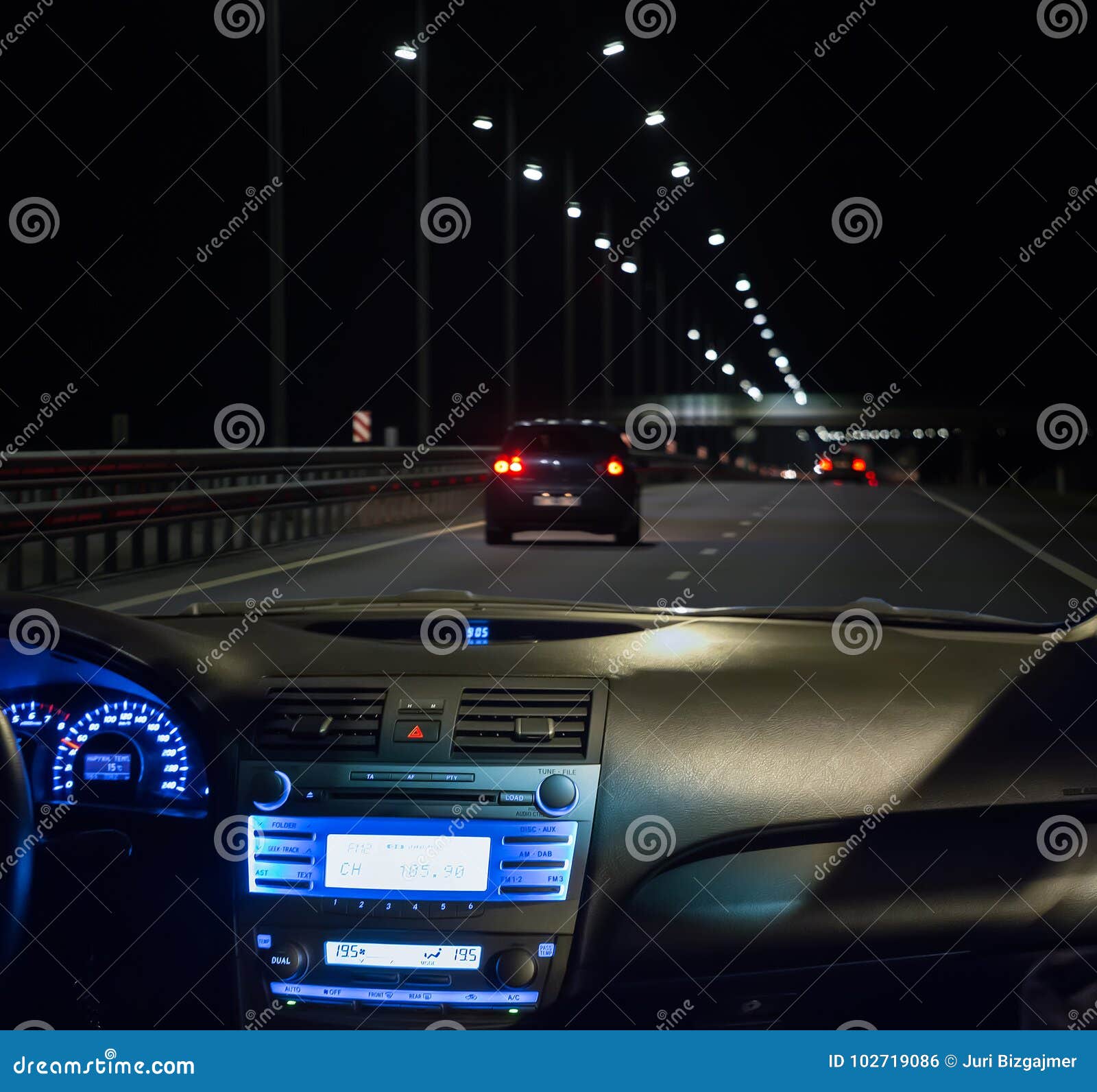 Car Moving on Highway at Night Stock Photo - Image of light, danger ...