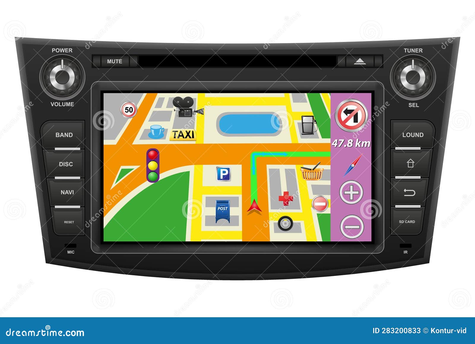 Car Multimedia with Touchscreen Vector Illustration Stock Vector ...