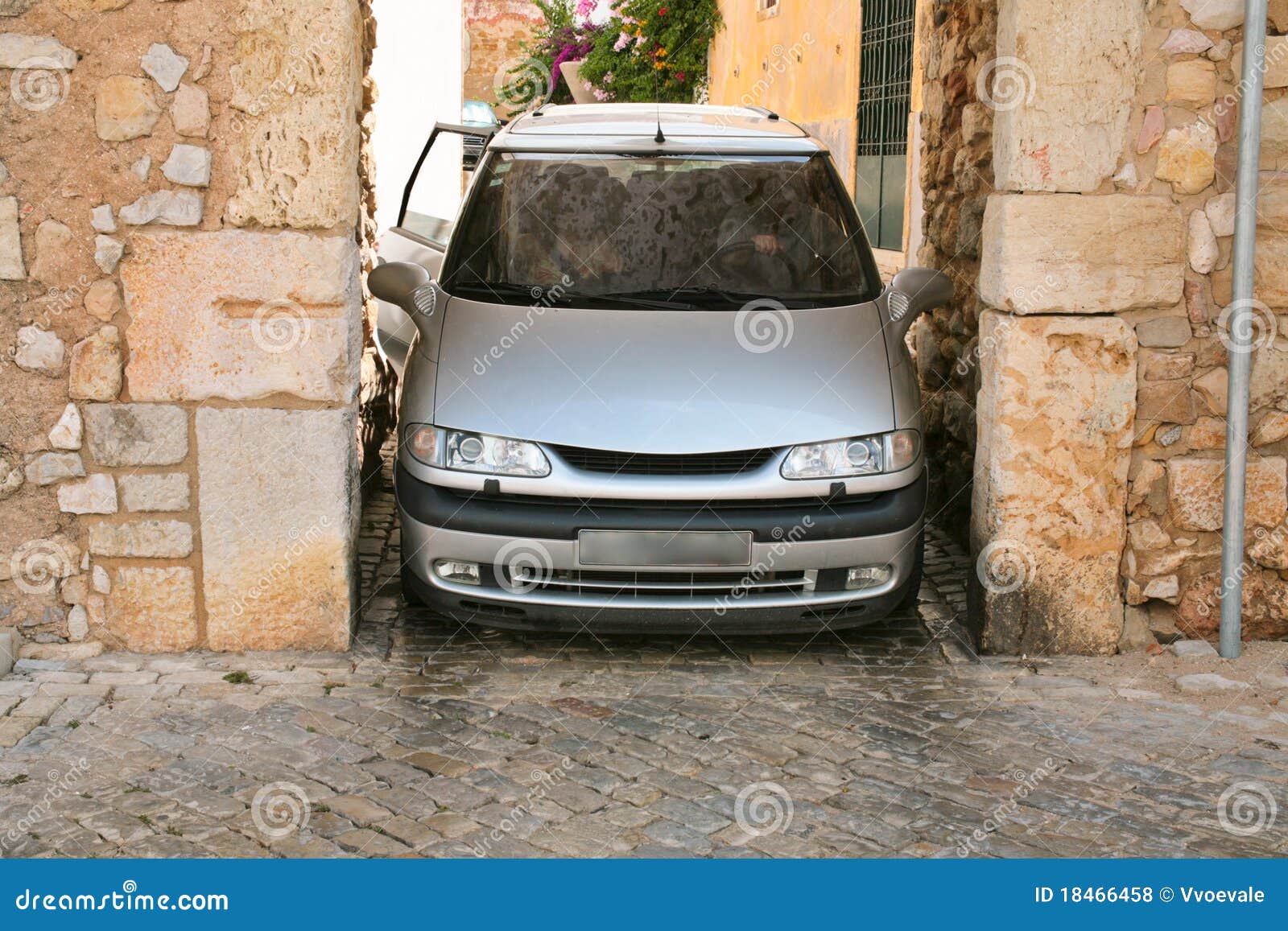 Car on narrow street stock photo. Image of portugal, summer - 18466458