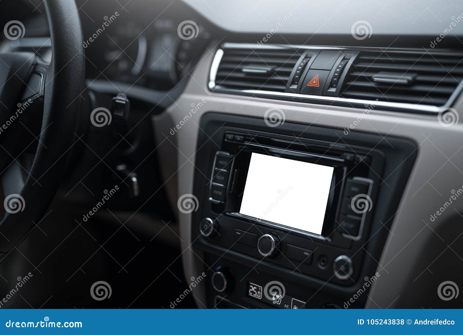 Car Navigation System in Modern Car Interior with Mock Up. Display of ...