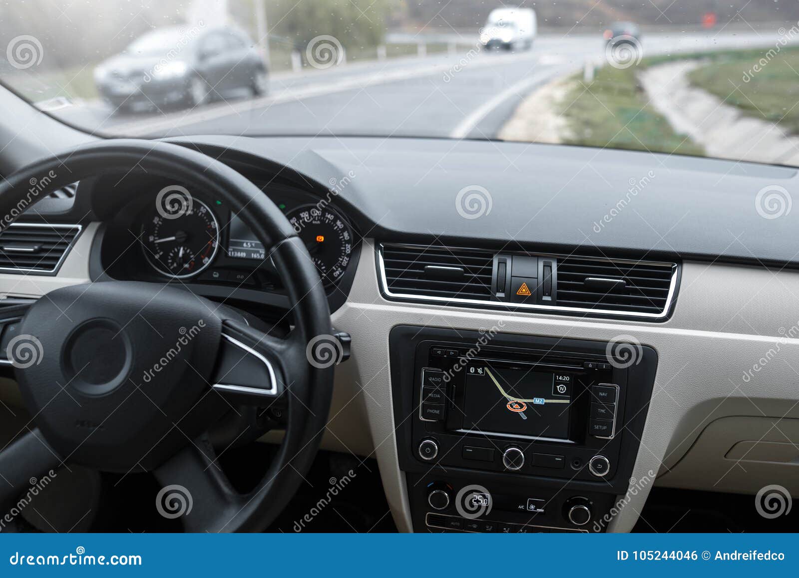 Car Navigation System in Modern Car Interior. Stock Photo - Image of ...