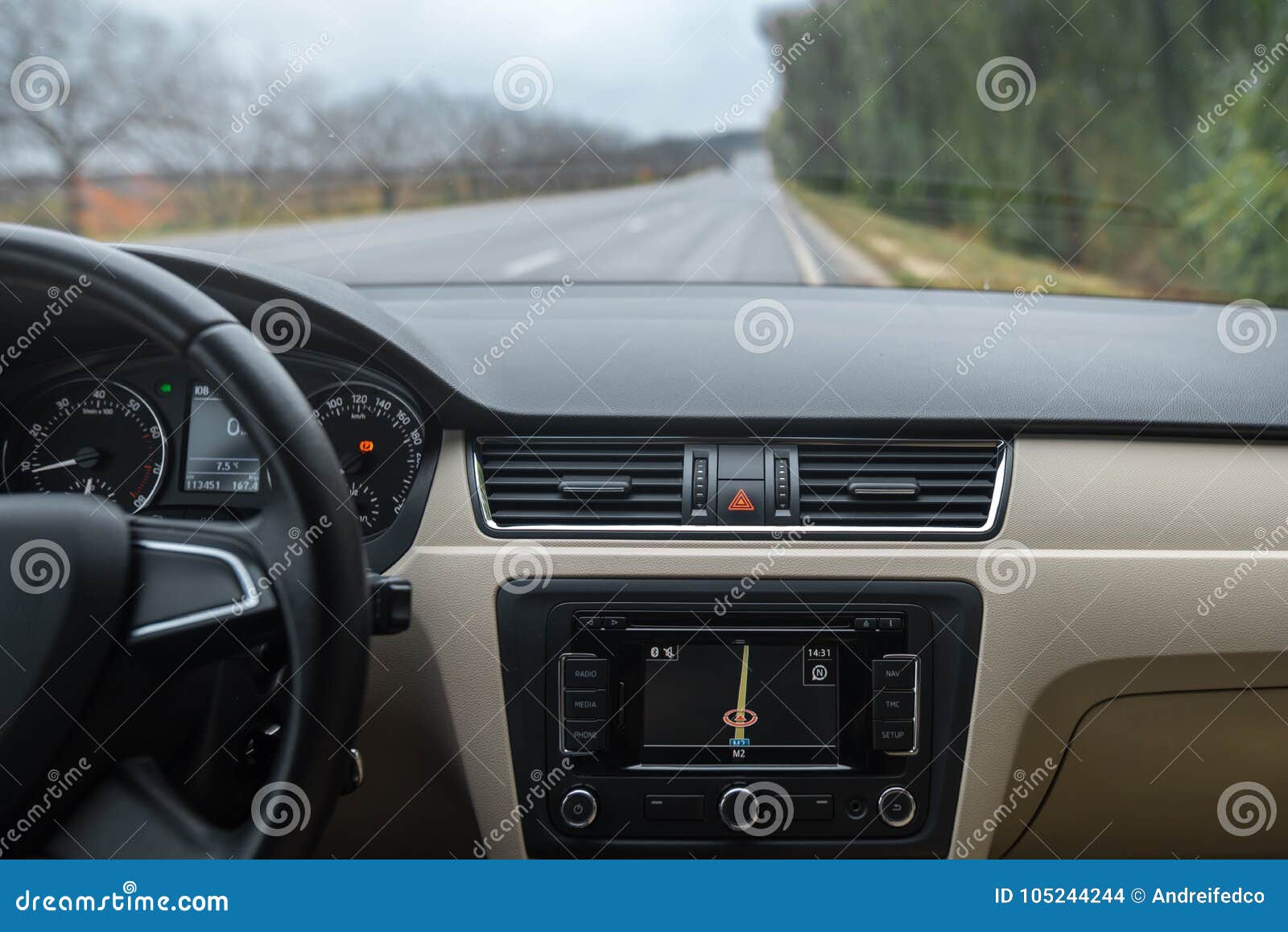 Car Navigation System in Modern Car Interior. Stock Photo - Image of ...