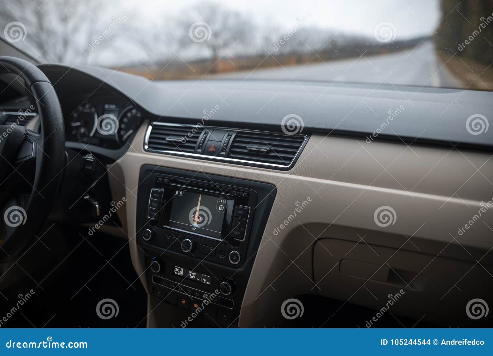 Car Navigation System in Modern Car Interior. Stock Photo - Image of ...
