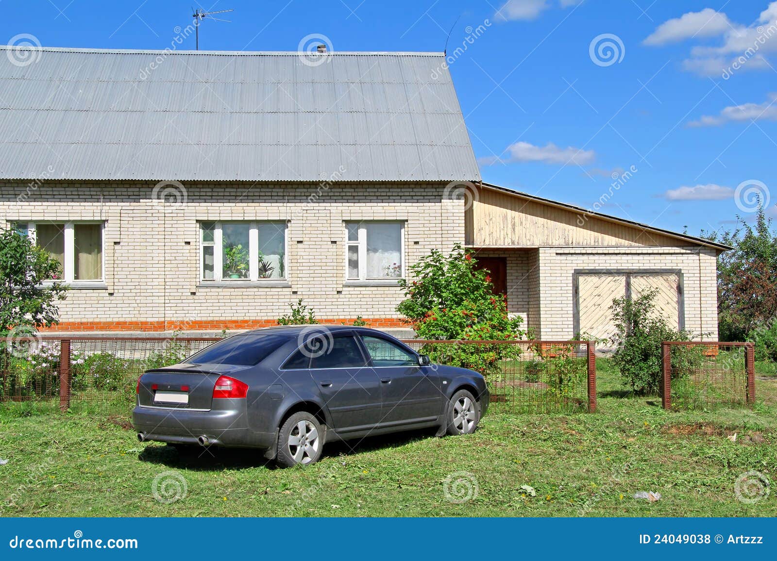 Car near a house stock photo. Image of grey, luxury, garage - 24049038