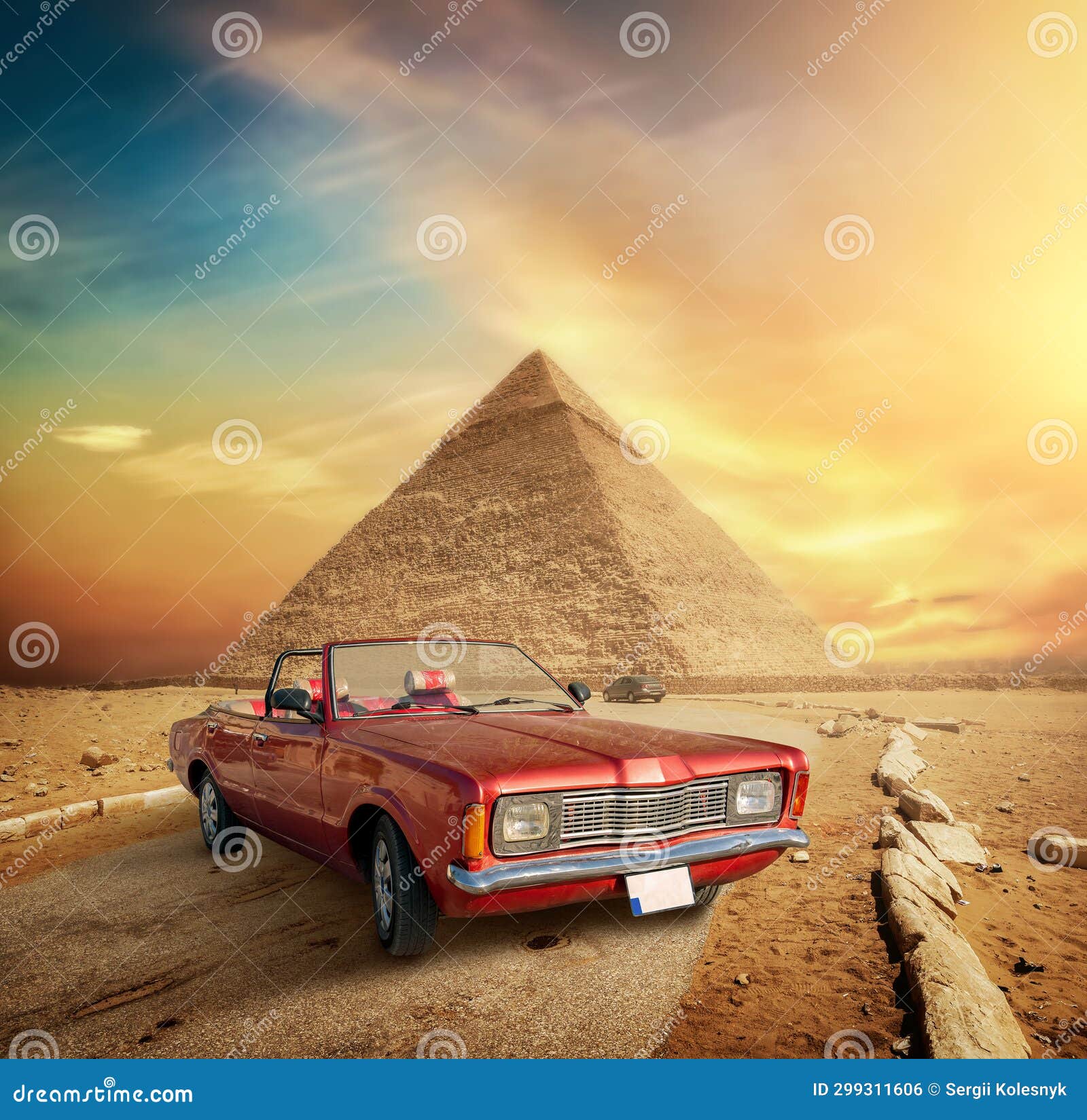 Car near the pyramid stock photo. Image of historical - 299311606