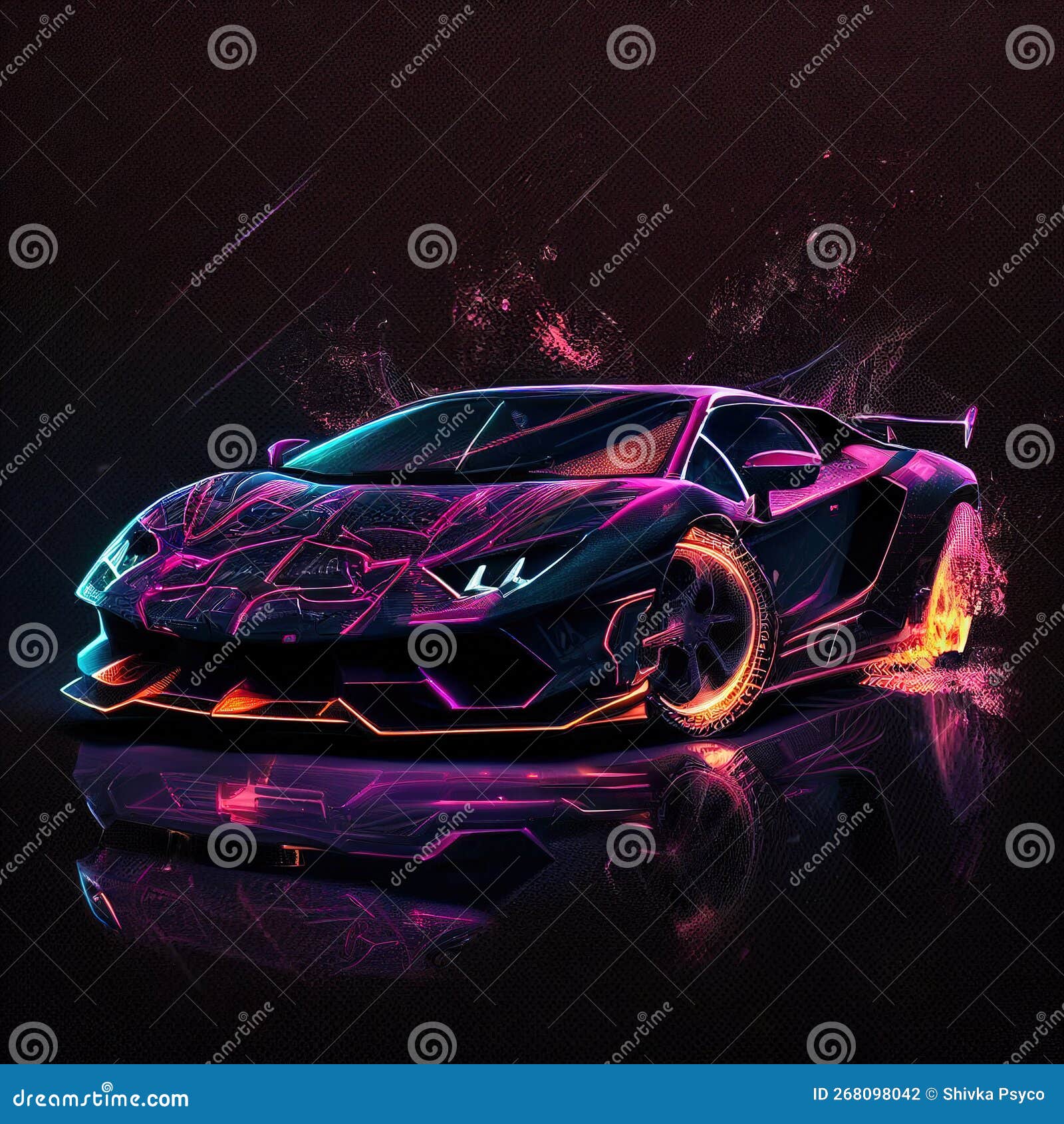 Car Neon Effect Image on Black Backgro Stock Photo - Image of model ...