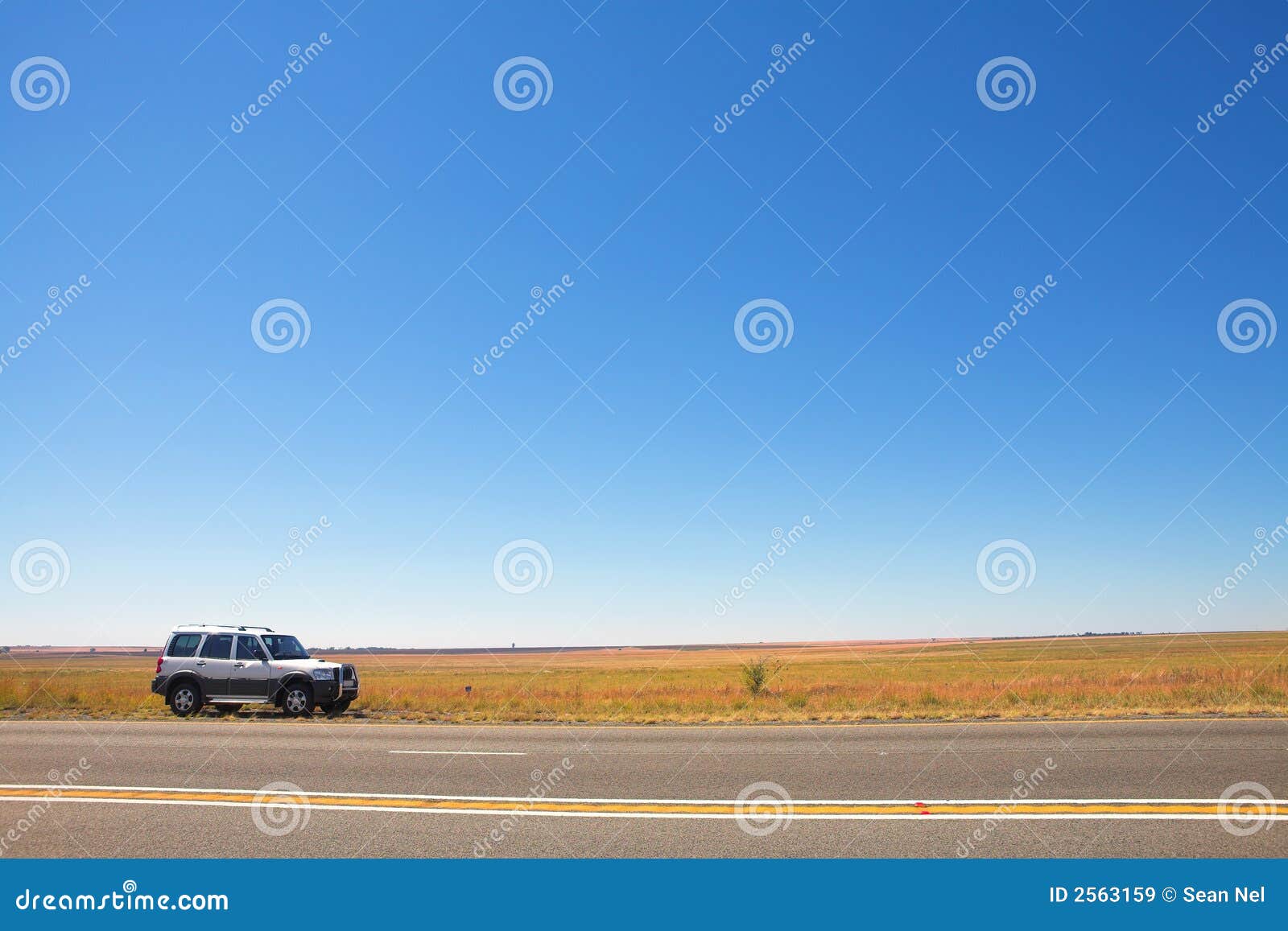 Car next to the road stock image. Image of blue, isolation - 2563159