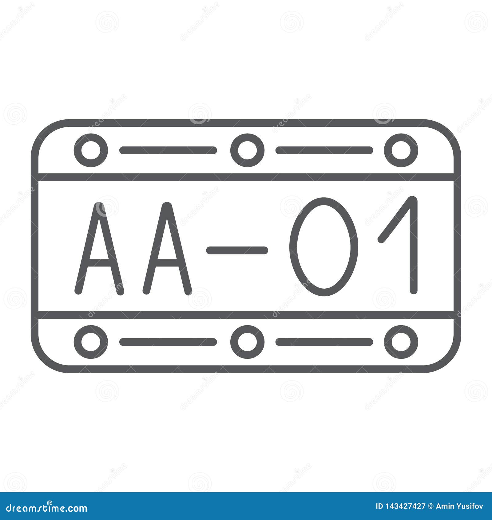 Car Number Thin Line Icon, Automobile and Part, Metal Number Sign ...
