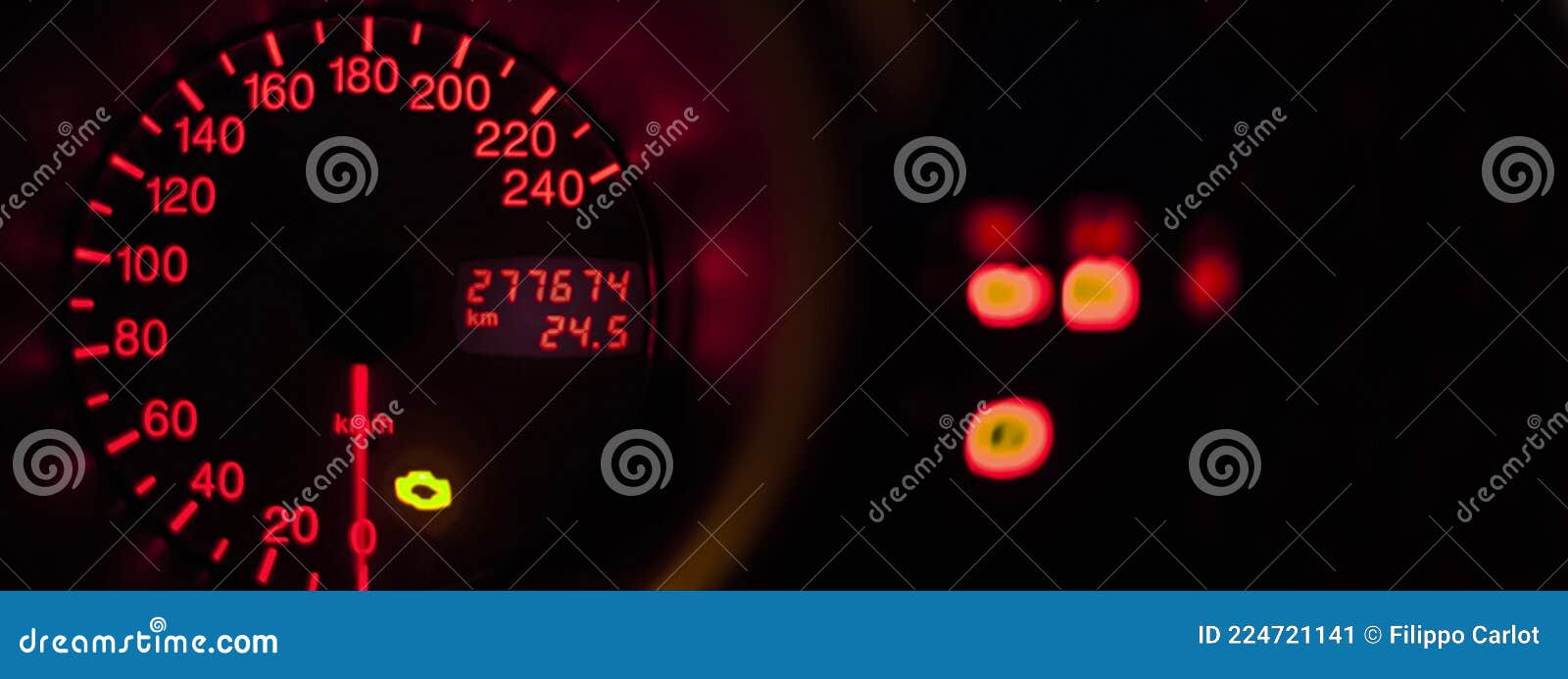 Illuminated Odometer On Dashboard Warning Area Near Speedometer When ...