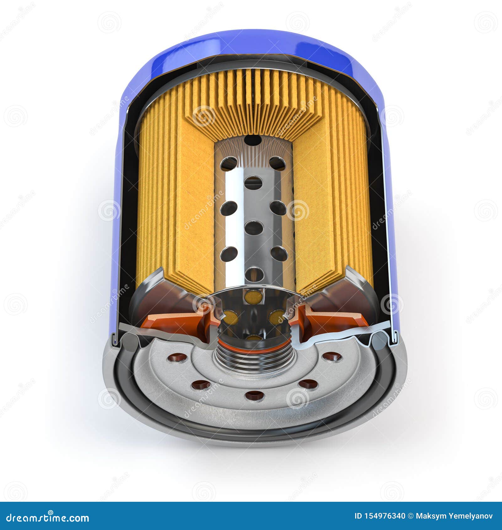 Car Oil Filter Isolated On White. Exploded View Royalty-Free Cartoon ...