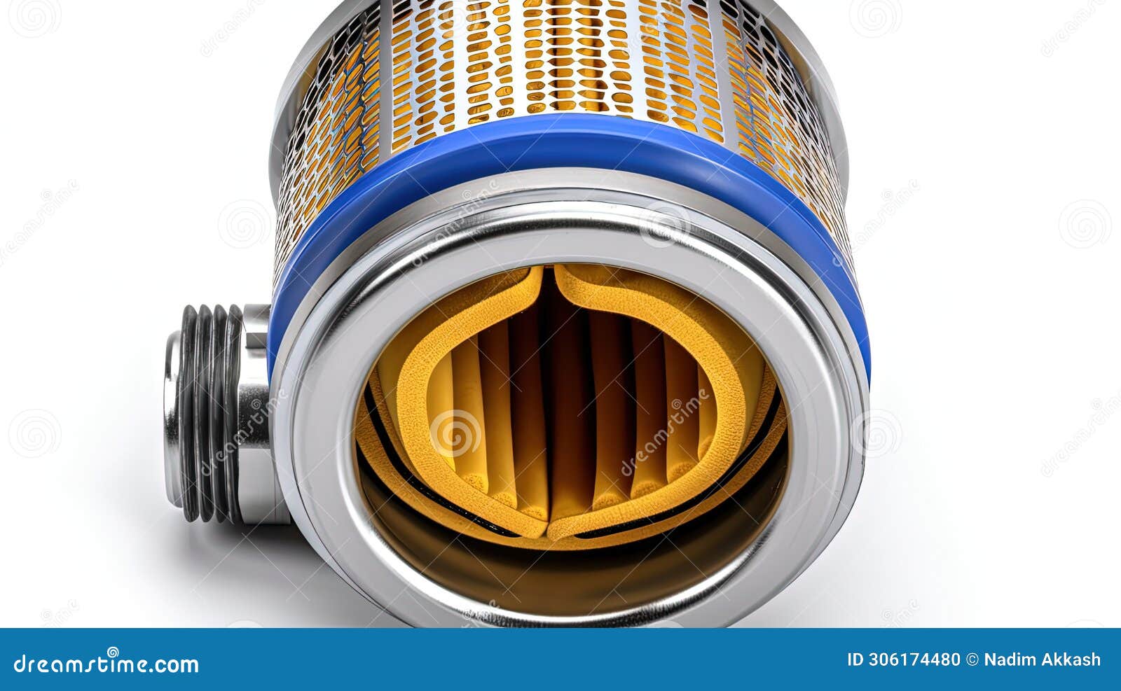 Car Oil Filter Isolated on White Background. Cross Section Gener Stock ...